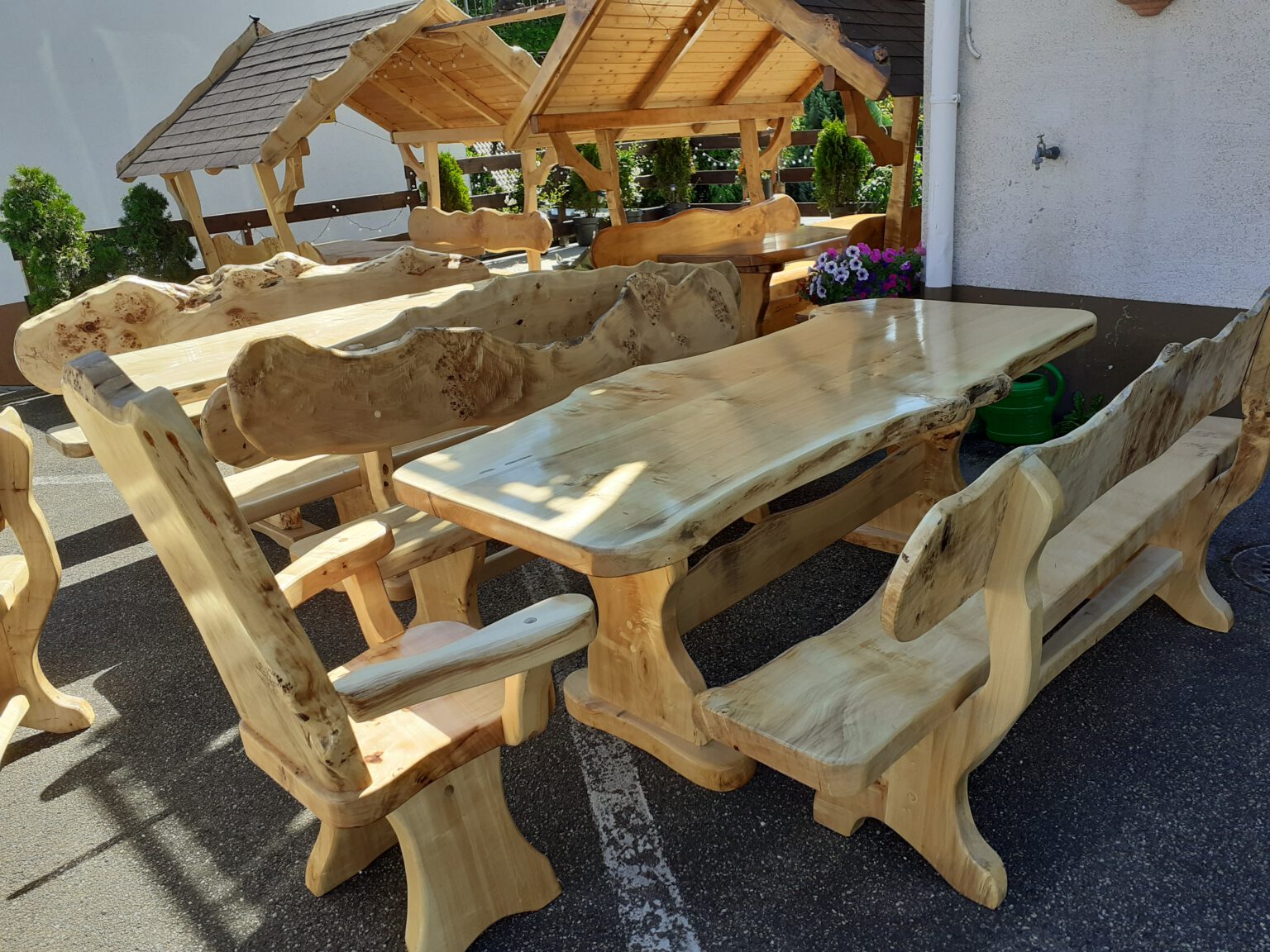 Outdoor Massivholz Garnitur 150cm (4-teilig) - HolzmöbelXXL